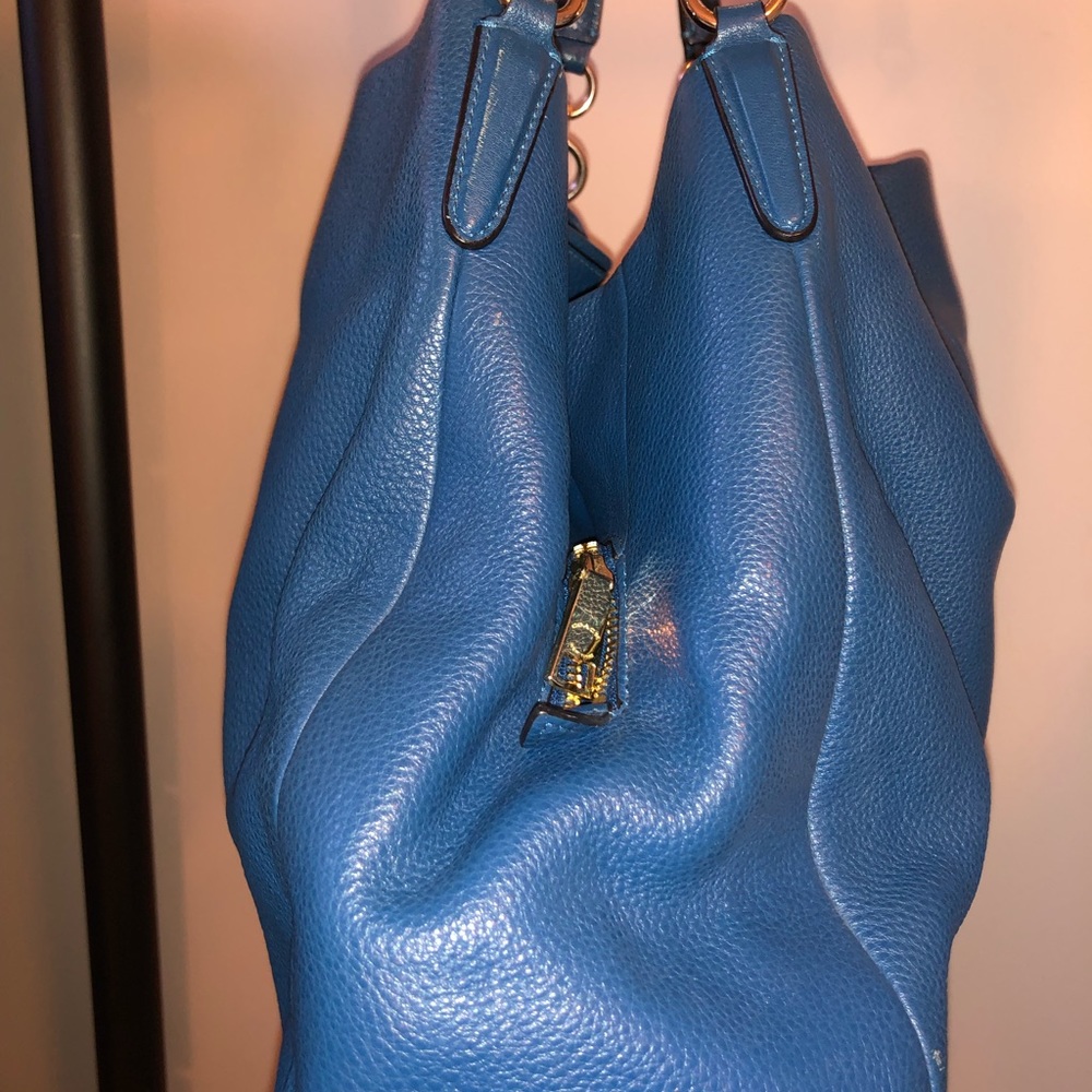 Coach Phoebe Madison Bright Blue Leather Zippered Lar… - Gem
